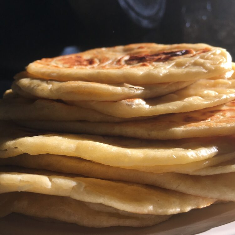 Fluffy Cast-Iron Skillet Naan Bread - Biting at the Bits