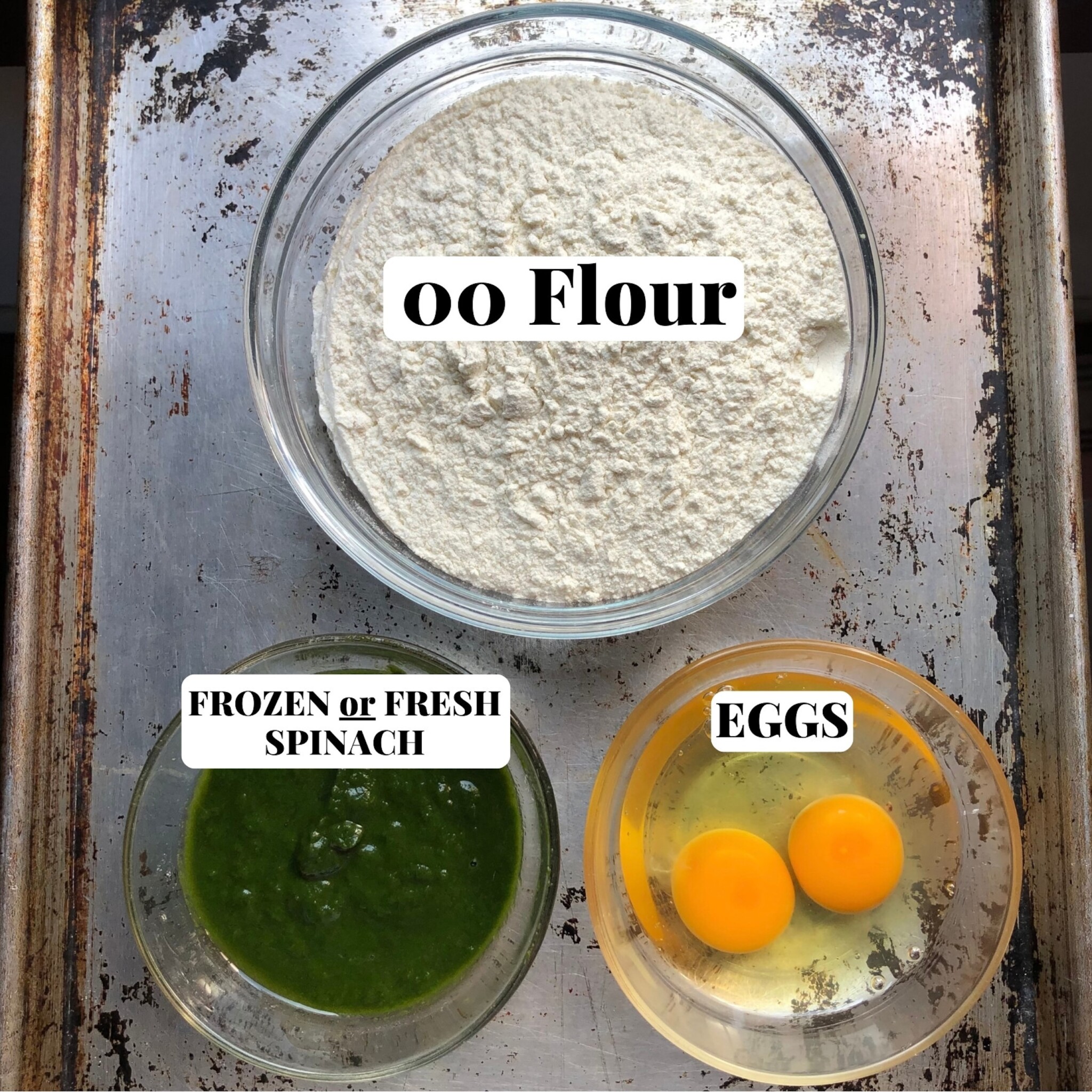 Fresh Spinach Pasta Dough (Using 00 Flour + Video) - Biting at the Bits