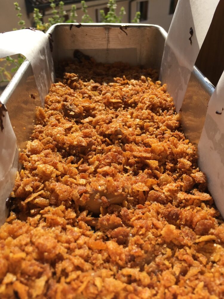 Fudgey Biscoff Brownies w/Cornflake Crunch - Biting at the Bits
