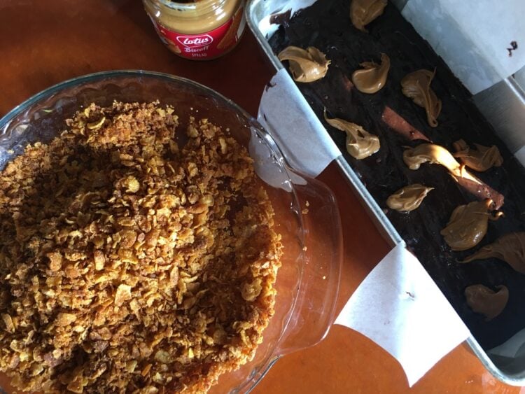 Fudgey Biscoff Brownies w/Cornflake Crunch - Biting at the Bits